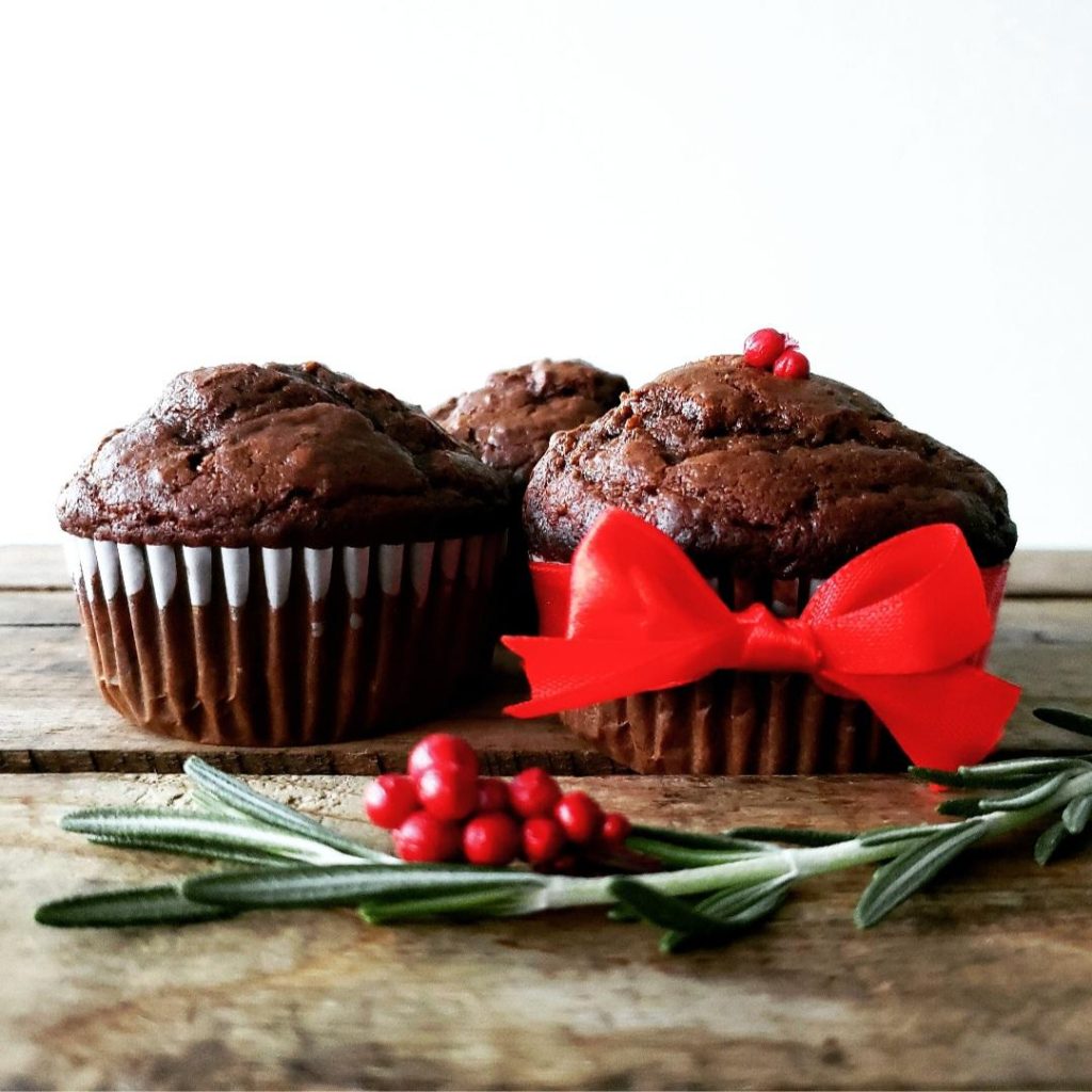Dark Chocolate Gingerbread Muffins - Whisking Wolf